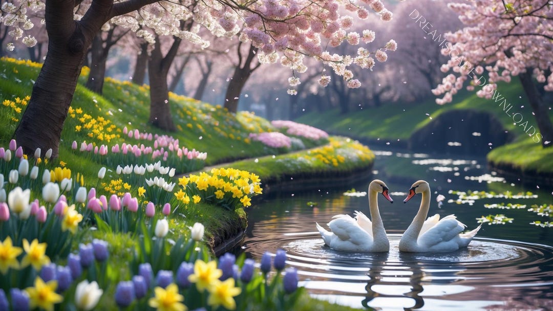 Zoom Backgrounds - Spring Blossoms – Set of 4 Virtual Background Set ...