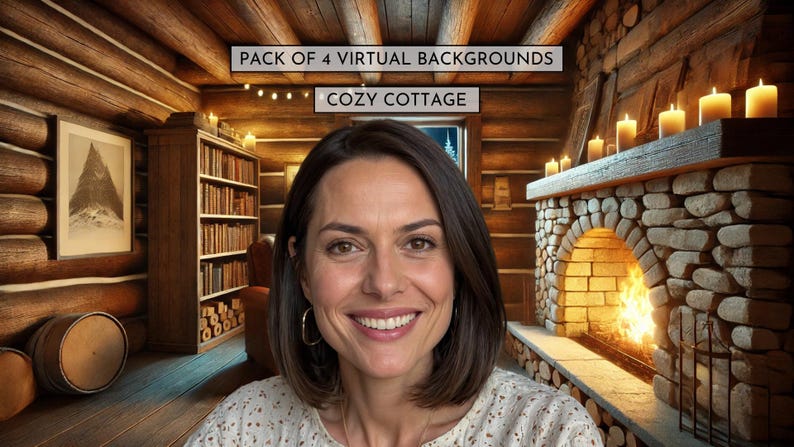 Zoom Backgrounds Cozy Cottage Set of 4 Virtual Background Set for Zoom ...