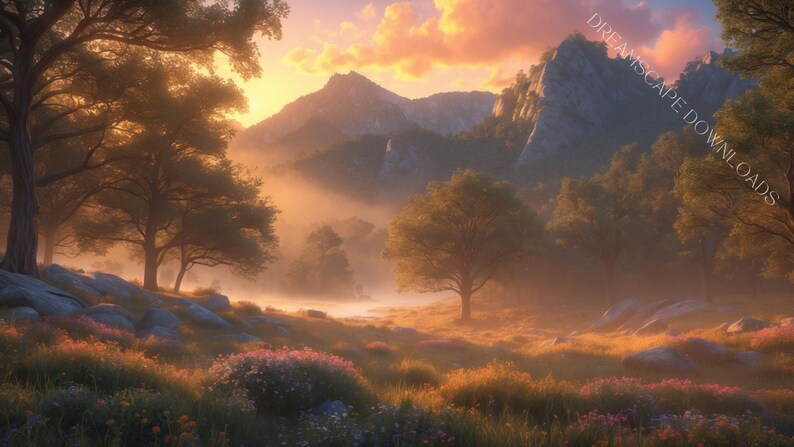 Zoom Backgrounds - Mountain Glade – Set of 4 Virtual Background Set for ...