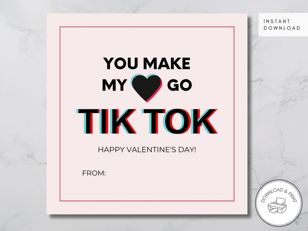 Tiktok Inspired Valentine for Teens, Tweens or Preteens INSTANT DOWNLOAD Valentines Day ...