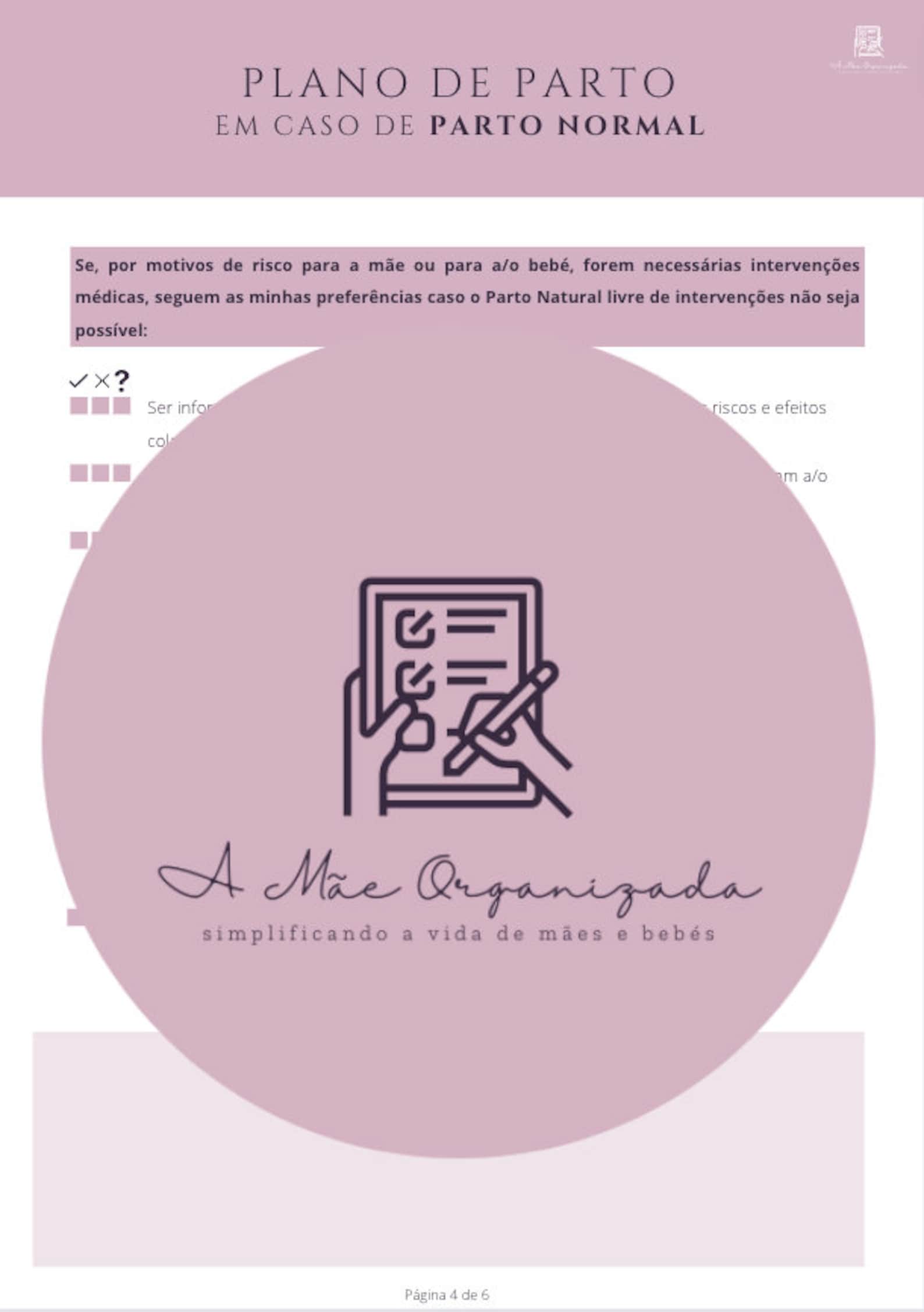 Plano de Parto parto natural, parto normal, cesariana e cuidados intensivos - Etsy Portugal