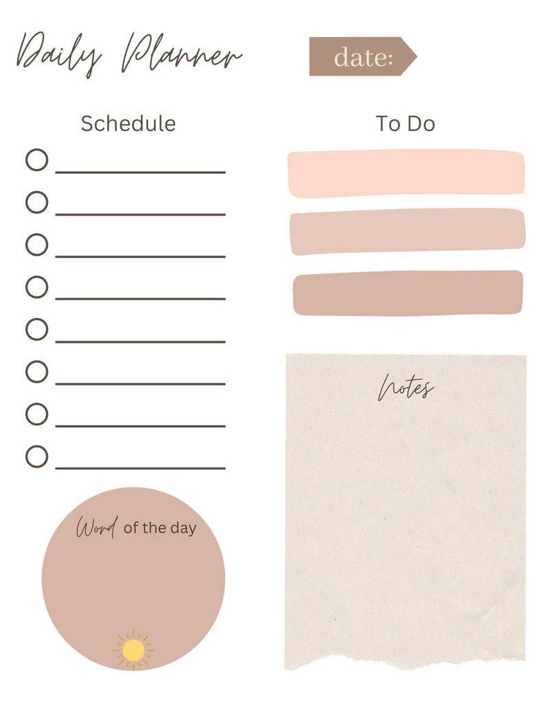 Printable Daily Planner, Daily Checklist, Daily Goals, Daily Schedule ...