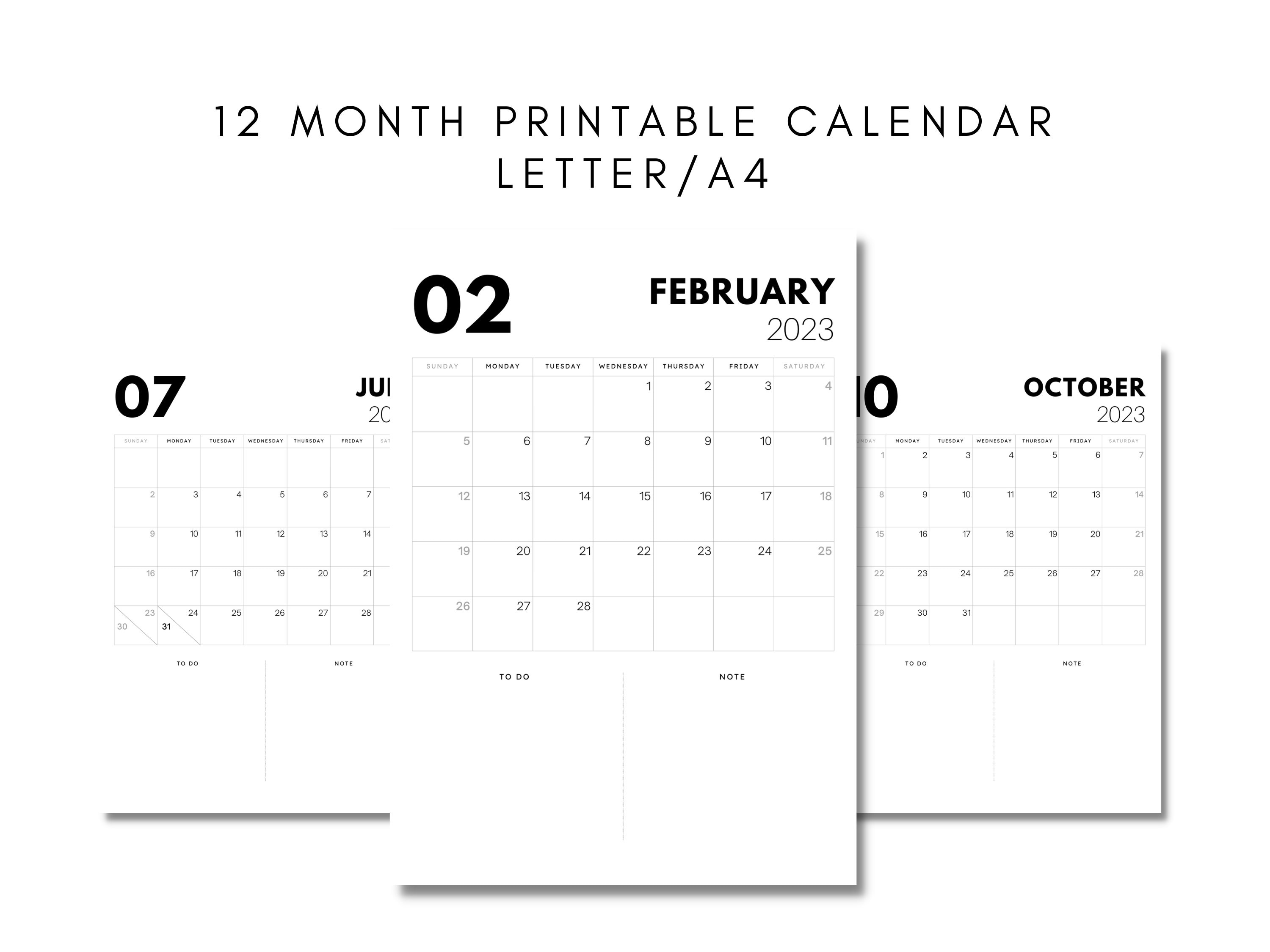Simple (bold) Printable Calendar (a4/letter) - Etsy