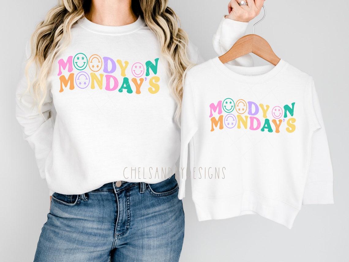 Moody on Mondays PNG, Monday Png, Happy Face Png, Screenprint Png ...