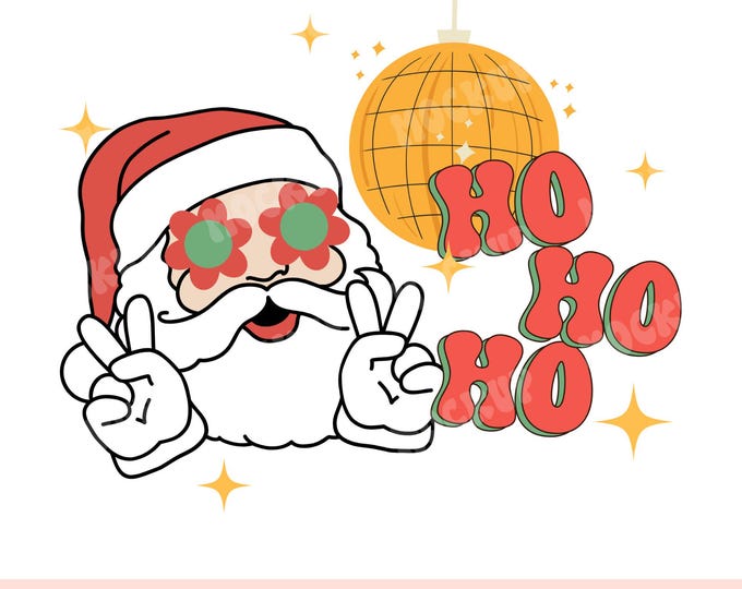 Disco Santa PNG Santa Ho Ho Ho Png Retro Santa Christmas Disco Shirt ...