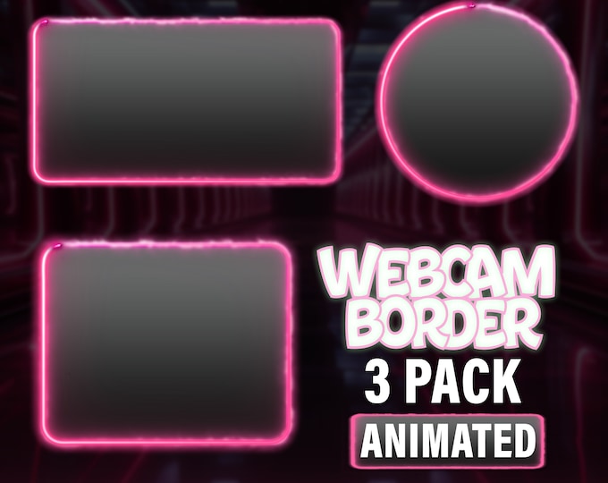 3 ANIMATED Neon Webcam Border Pack, Pink, Webcam Overlays for Twitch ...