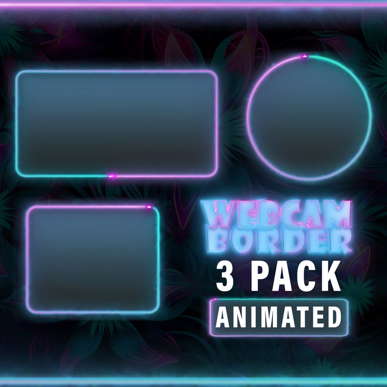 3 ANIMATED Neon Webcam Border Pack, Bubblegum Webcam Overlays for ...