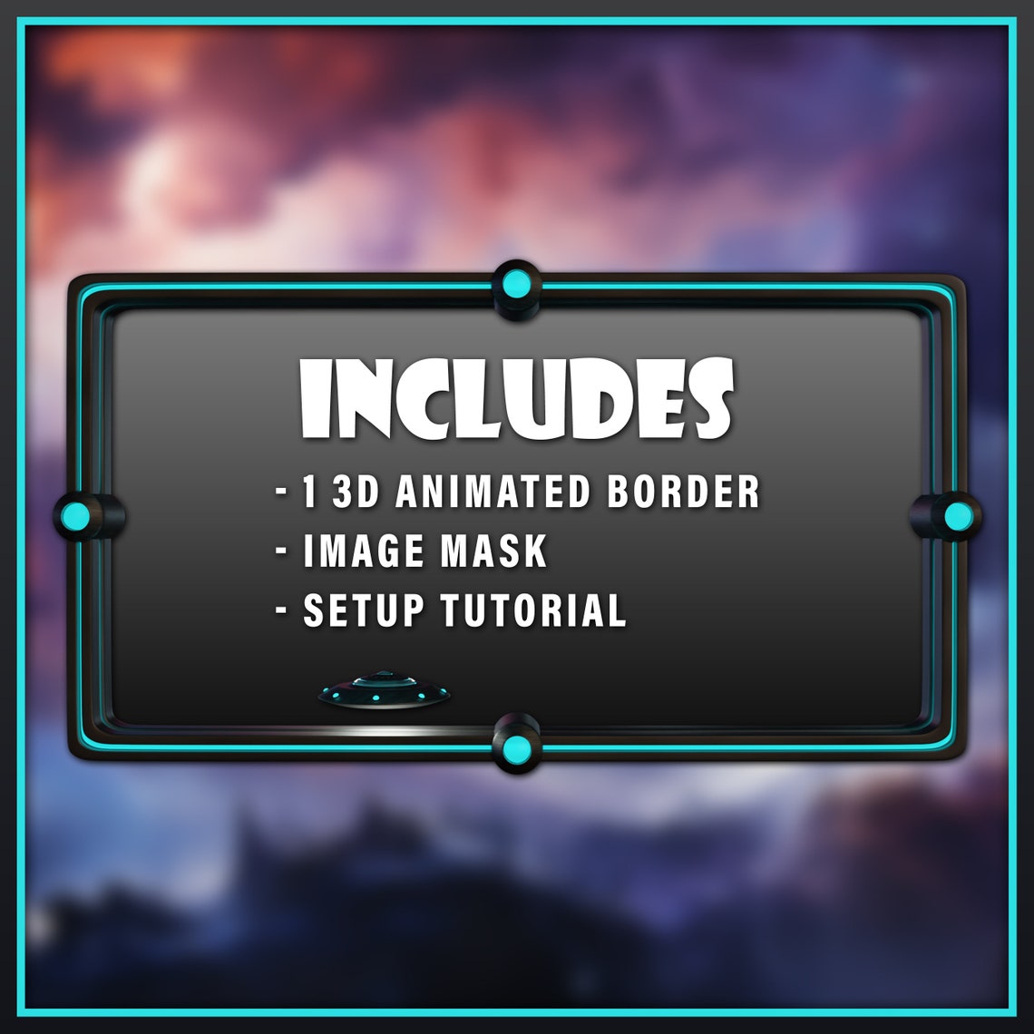 ANIMATED Neon UFO, Webcam Overlay for Twitch, Youtube, Facebook, Kick ...