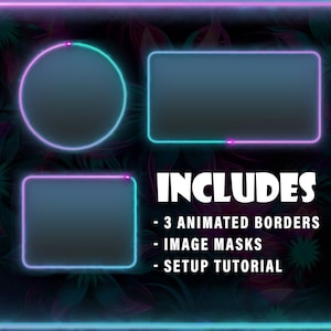3 ANIMATED Neon Webcam Border Pack, Bubblegum Webcam Overlays for ...