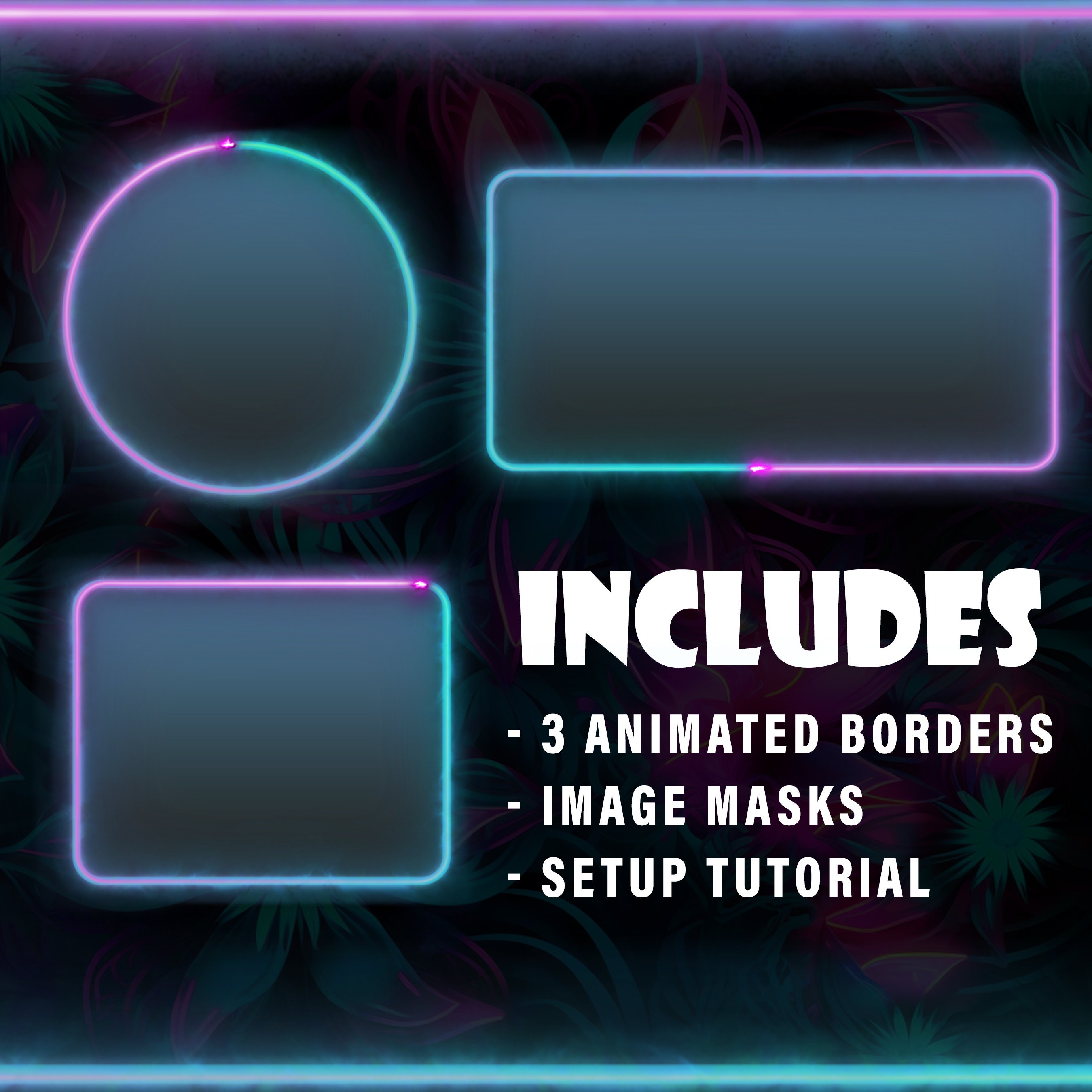 3 ANIMATED Neon Webcam Border Pack, Bubblegum Webcam Overlays for ...