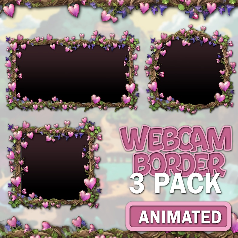 3 ANIMATED Heartthrob Border Pack, Webcam Overlays for Twitch, Youtube ...