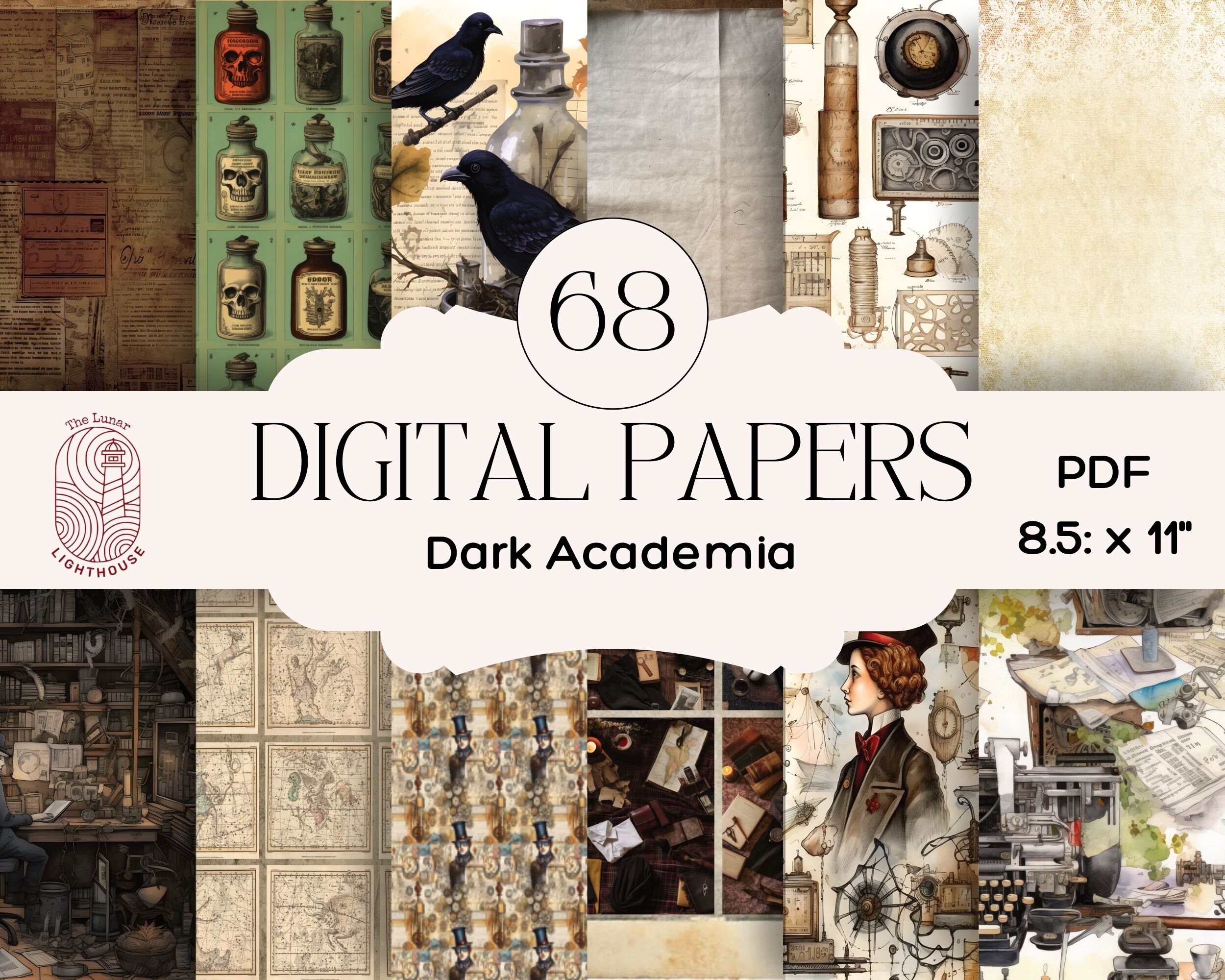 Dark Academia Digital Papers. Steampunk, Victorian Ephemera for ...