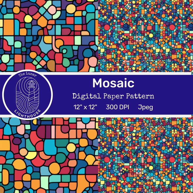 12 Mosaic Tile Patterns, Retro Pattern, Flower Background, Printable ...