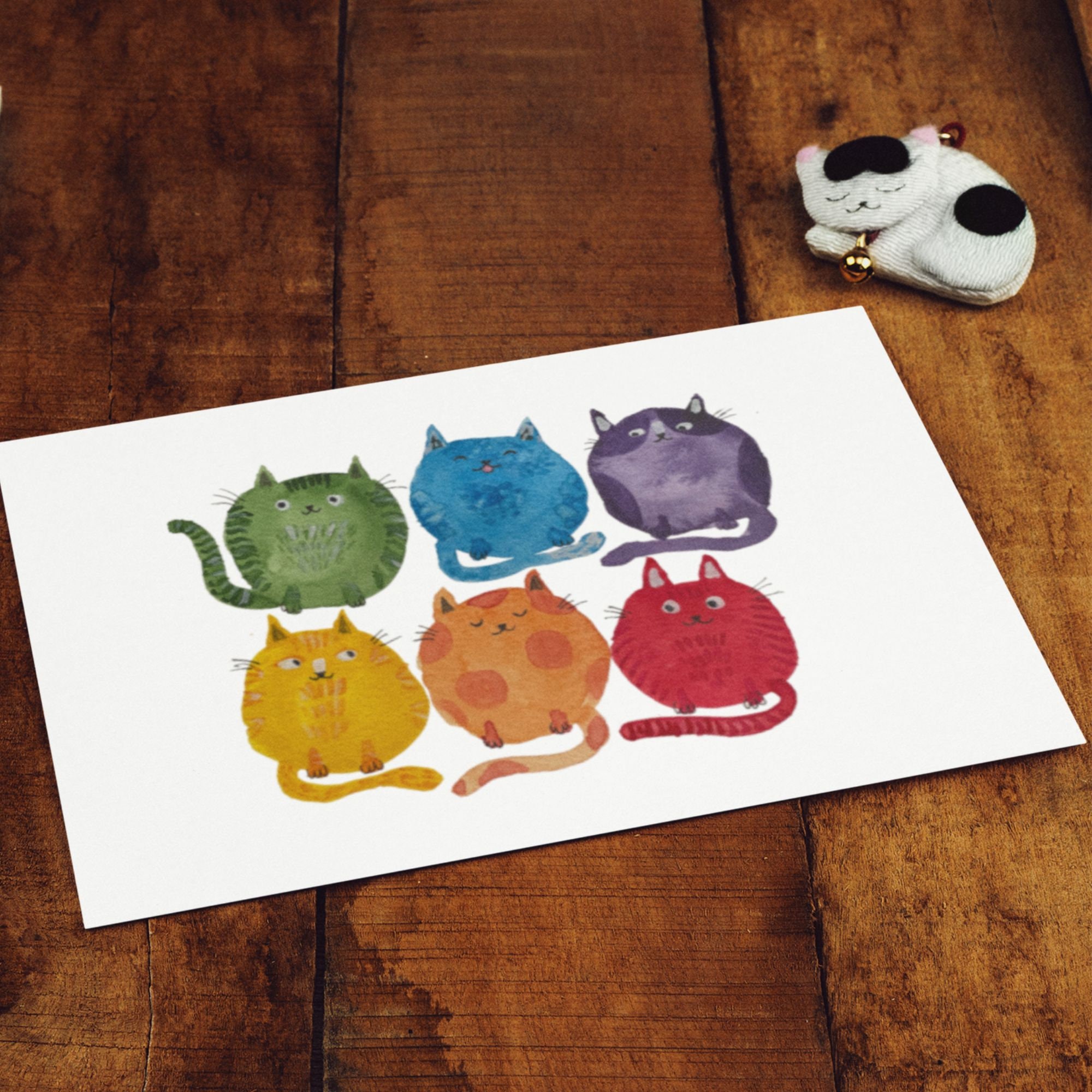 Cute Fat Cat. Color Poster, Print, Wall Art Decor. Cat Lover Gift, Cute ...