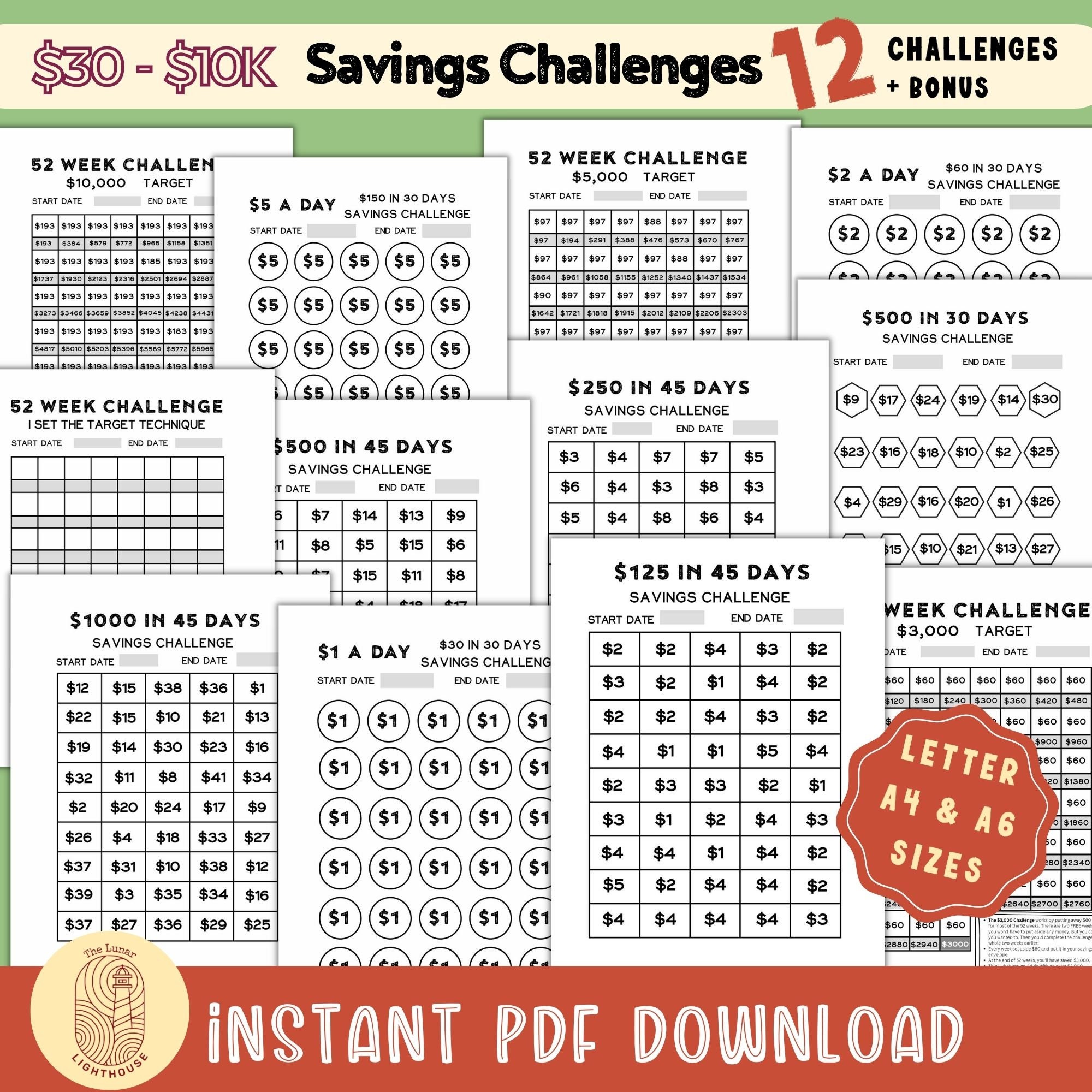 10,000 Savings Challenge Printable 52 Week Money Savings Challenge ...