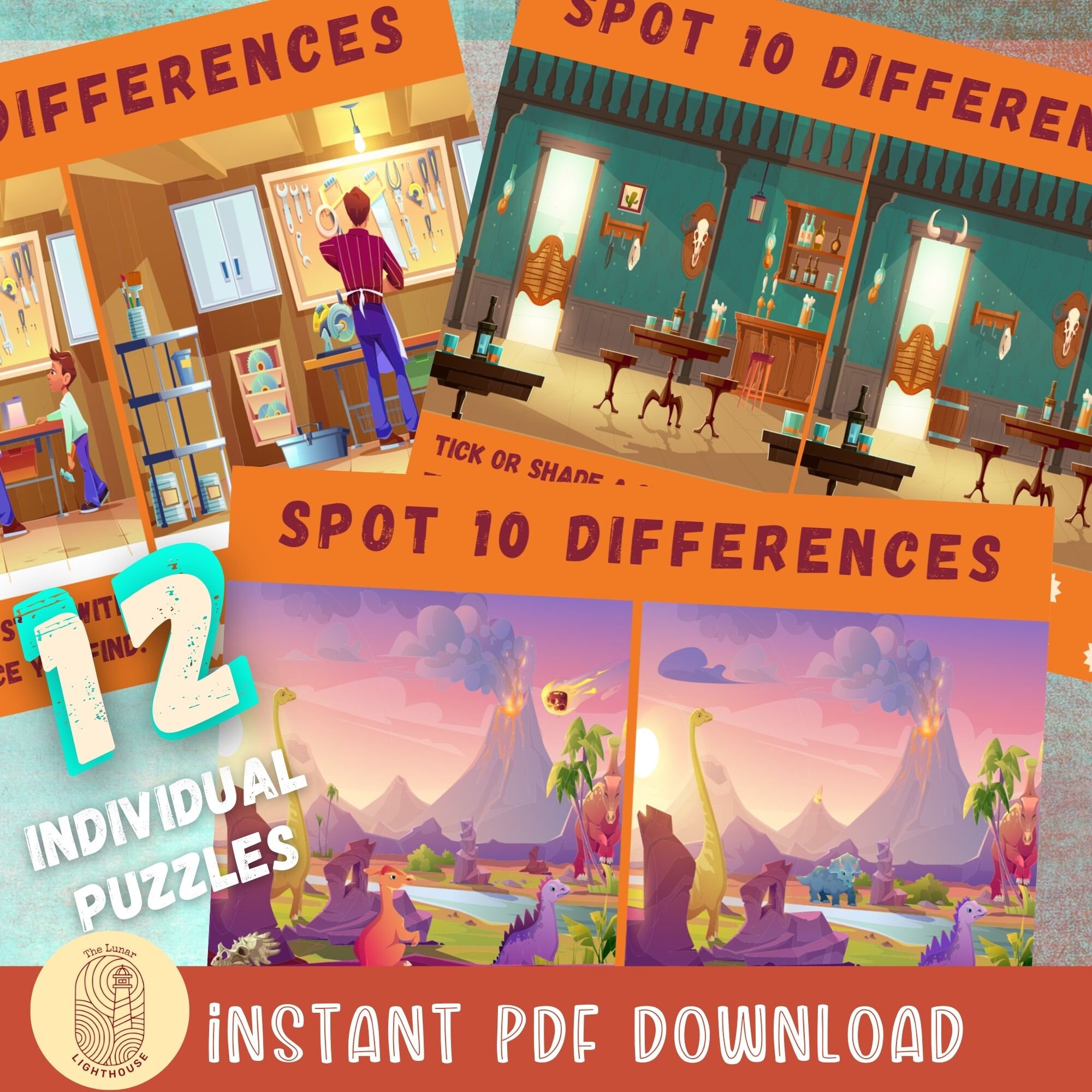 Fun Spot the Difference Puzzle Game. Instant Download Printable. Family ...