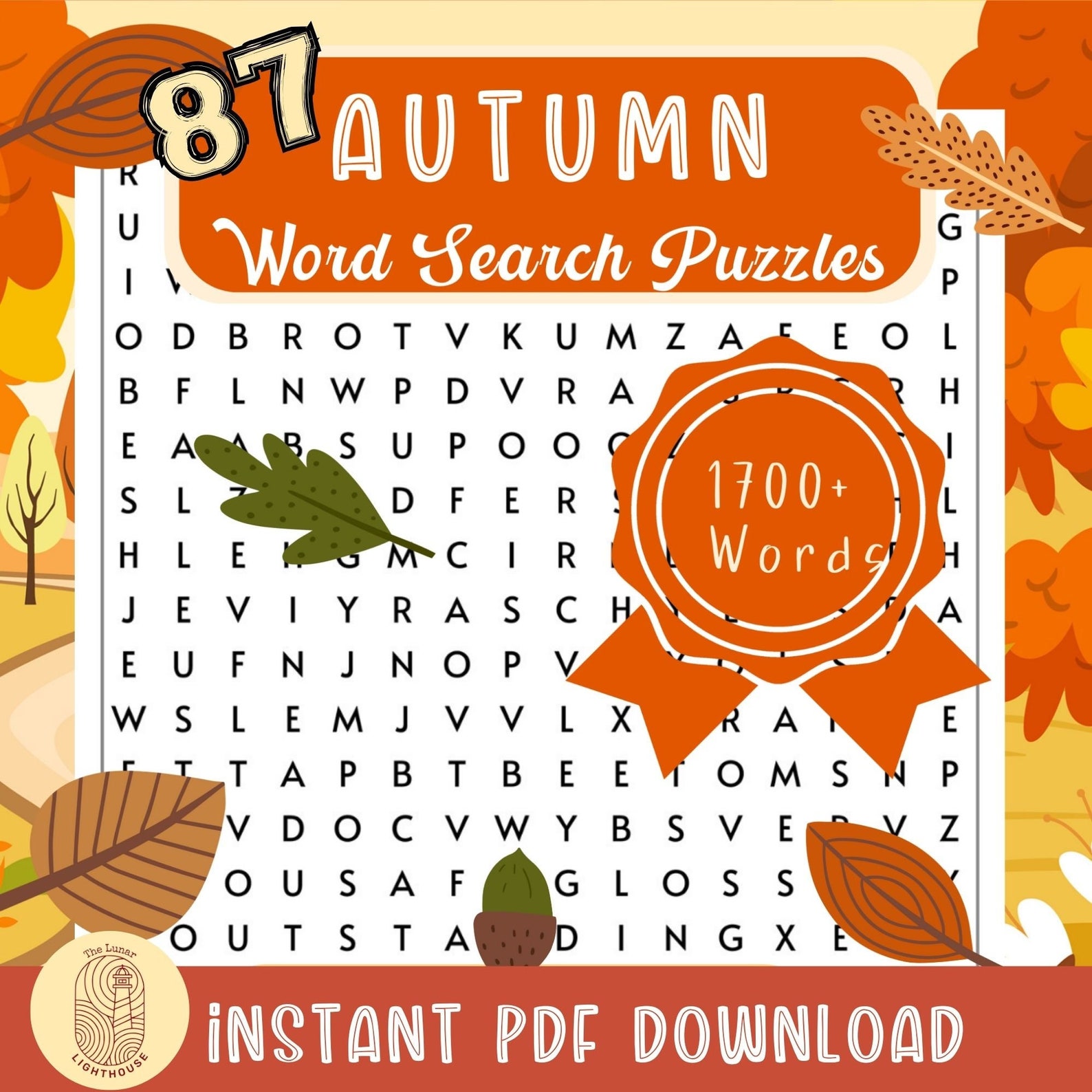 Fall Word Search Printable Game. Easy Digital Download. Autumn Games ...
