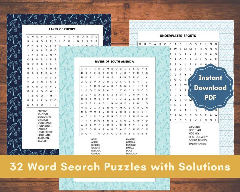 Oceans Rivers and Lakes Themed Word Search Printable Puzzles - Etsy