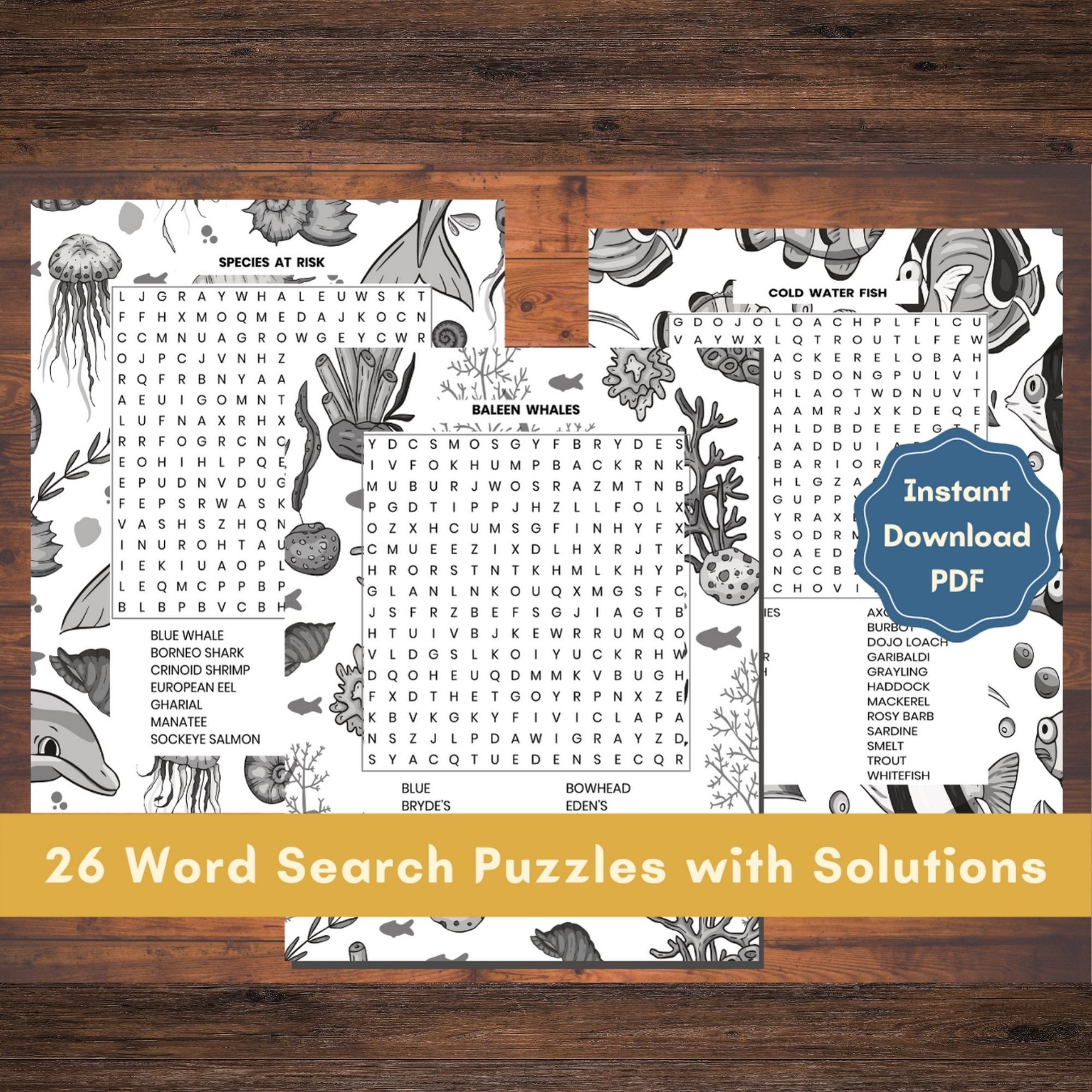 Ocean Creatures Word Search for All Ages. Instant Digital - Etsy