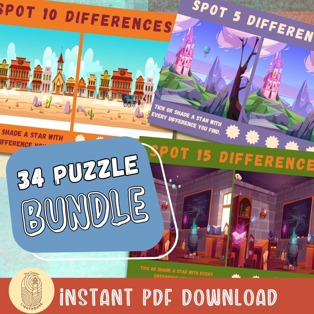 Exciting Spot the Difference Puzzle Bundle. Easy Instant Download ...