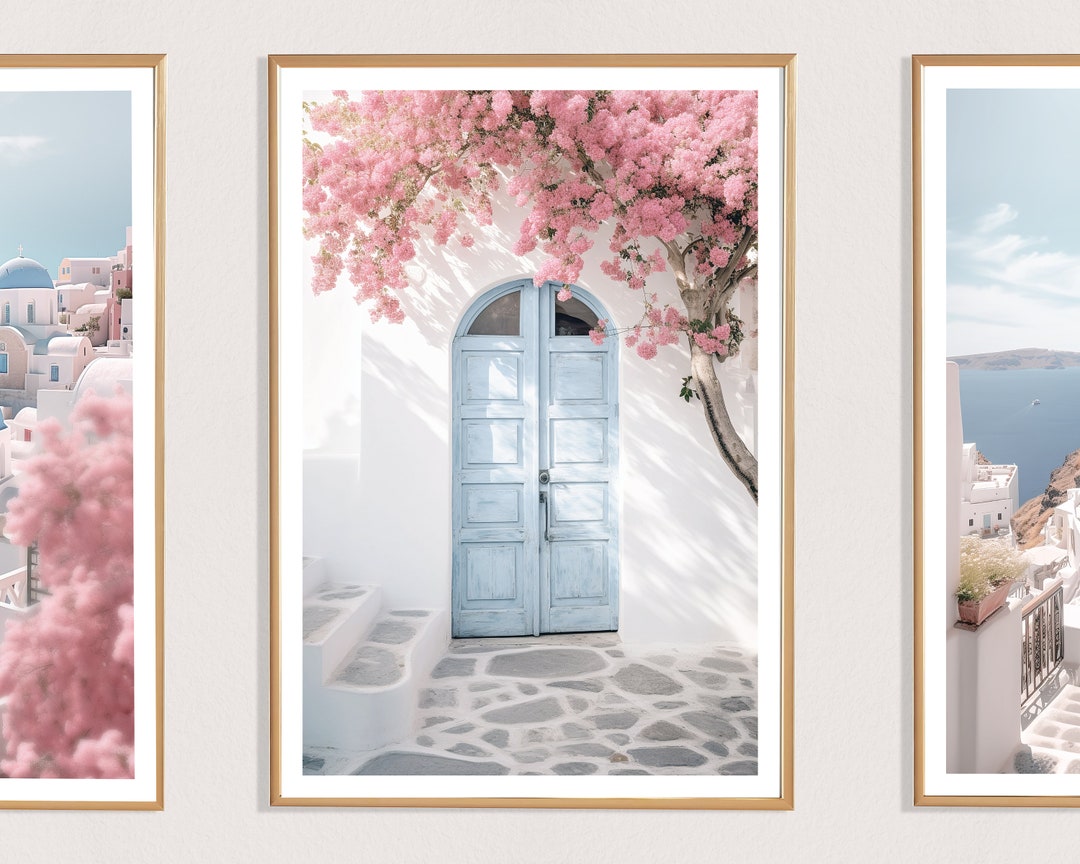 Santorini Door Print (P), Greek Door Poster, Greek Coast, Mediterranean ...