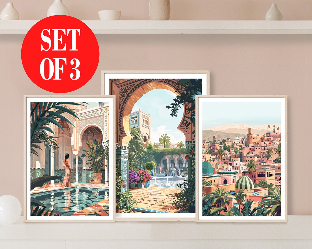 Set of 3 Moroccan Prints, Moroccan Pictures, Moroccan Architecture ...