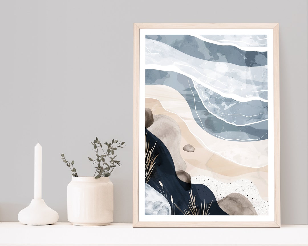 Neutral Shoreline Print, Natural Beach Art, Coastal Picture, Shoreline ...