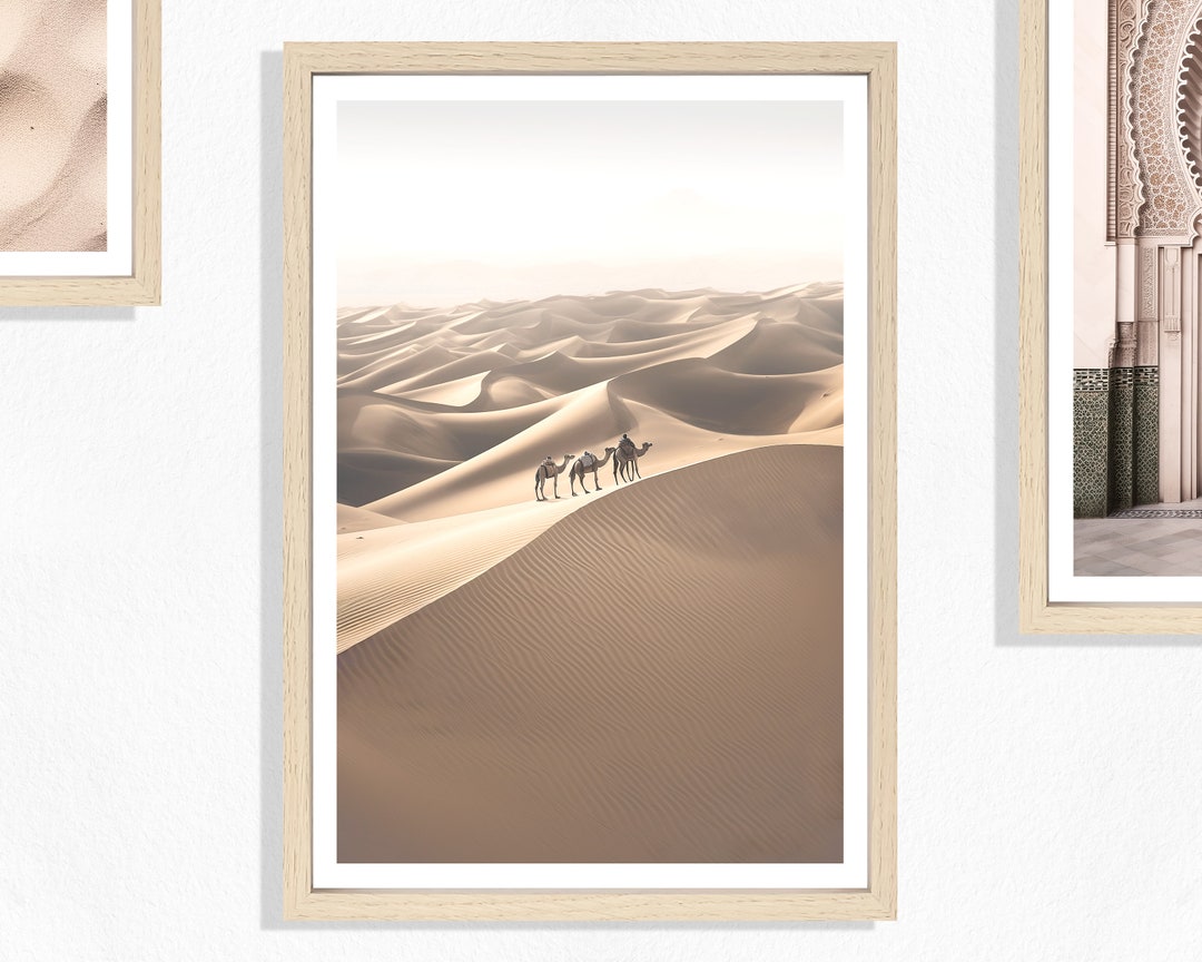 Desert Camels Print (P), Camels Poster, Animal Decor, Desert Landscape ...