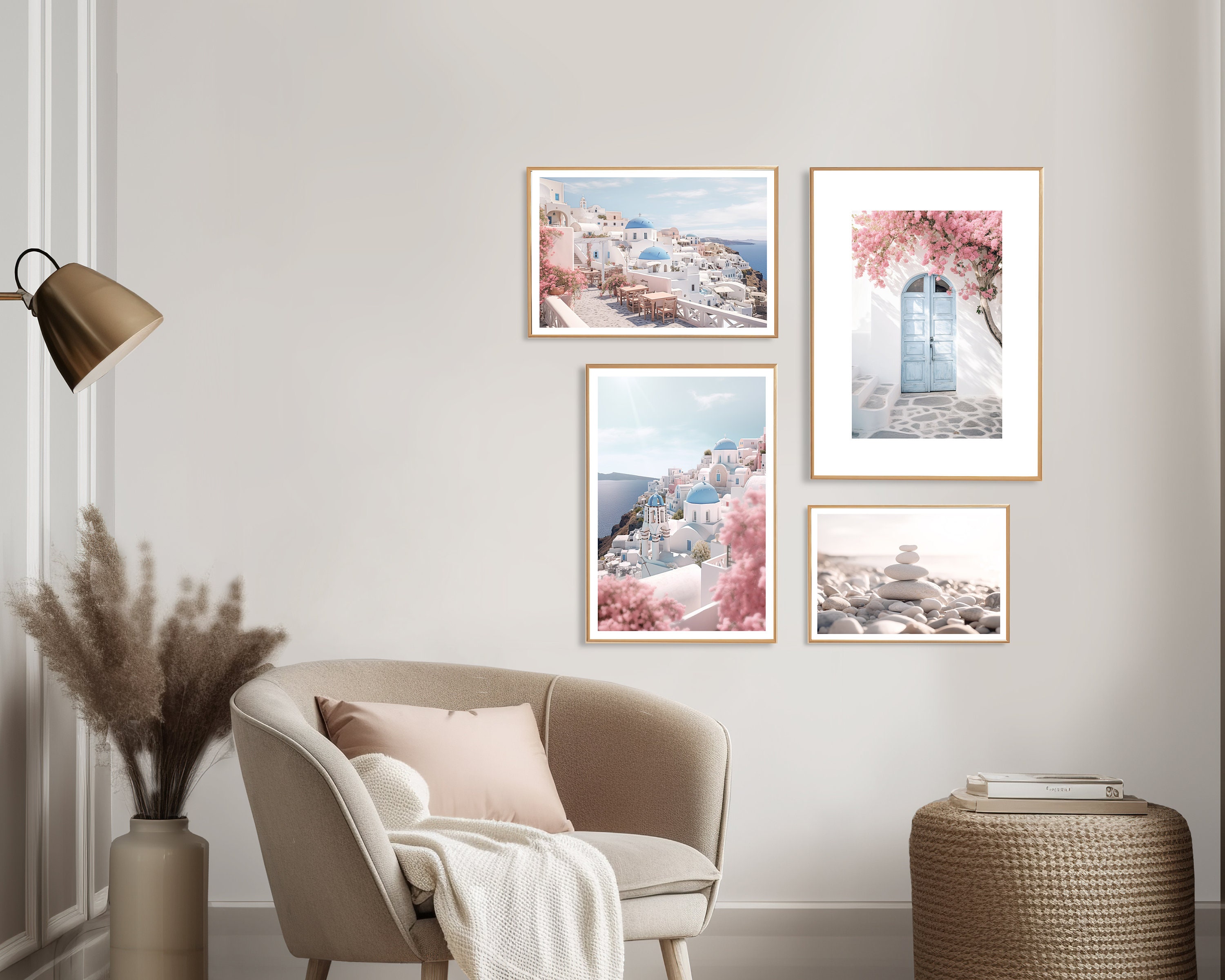 Santorini Street Print (L), Greek Poster, Santorini Coast Picture ...