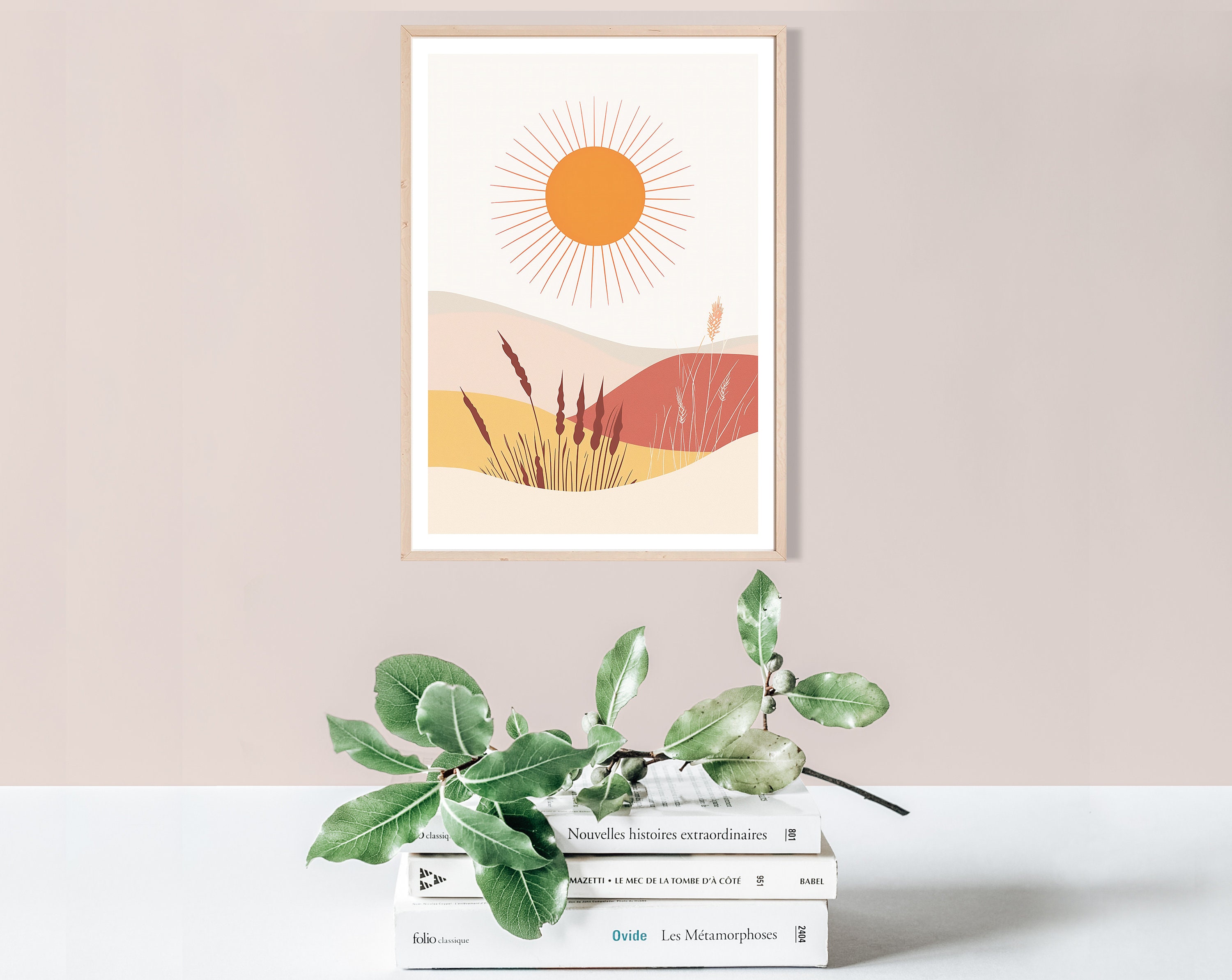 Sun Print 01, Sun Poster, Boho Landscape Wall Art, Minimalistic Wall ...