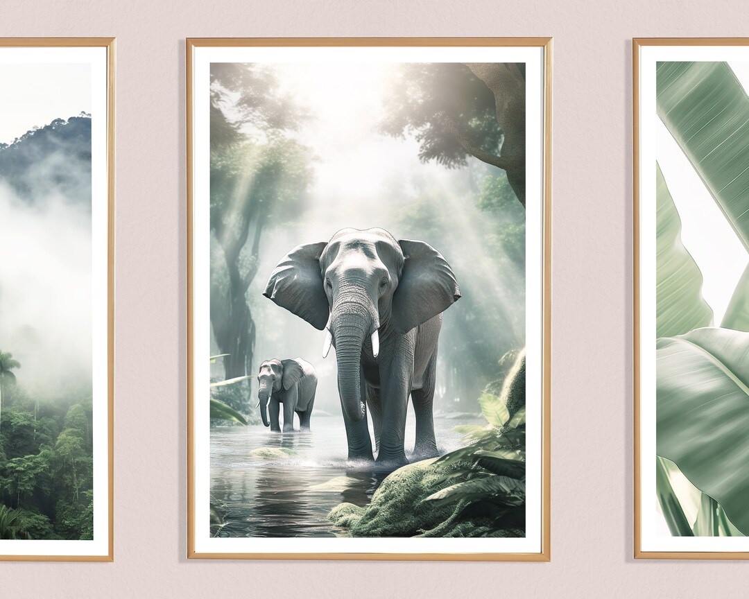 Elephant Print (P), Elephant Poster, Tropical Animal Poster, Nature ...