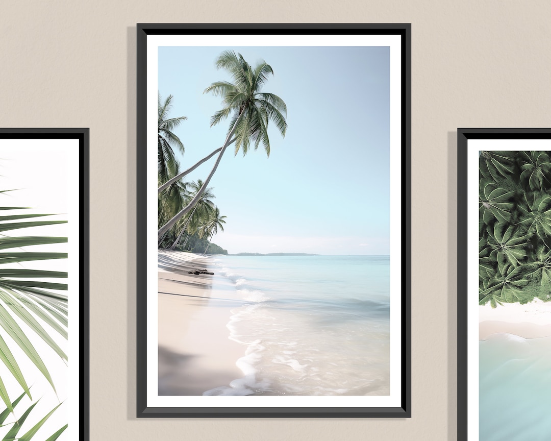 Palm Tree Beach Print (P), Tropical Beach Poster, Exotic Beach Picture ...