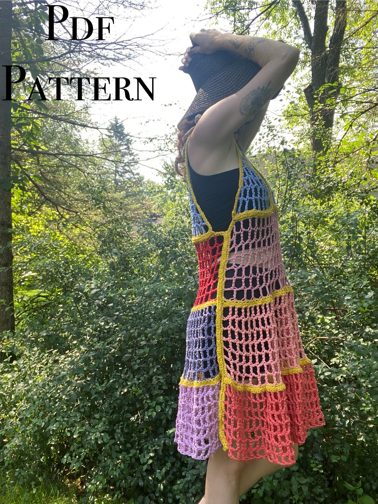 Three Layer Color Cake Mesh Dress PDF Pattern Tiered Crochet Dress ...