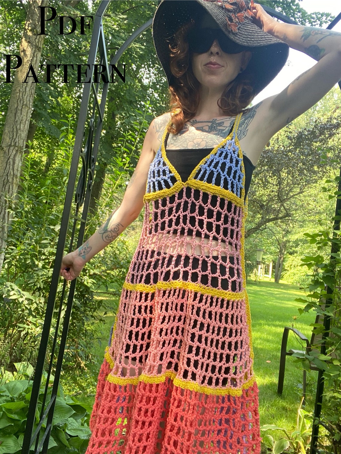 Three Layer Color Cake Mesh Dress PDF Pattern Tiered Crochet Dress ...