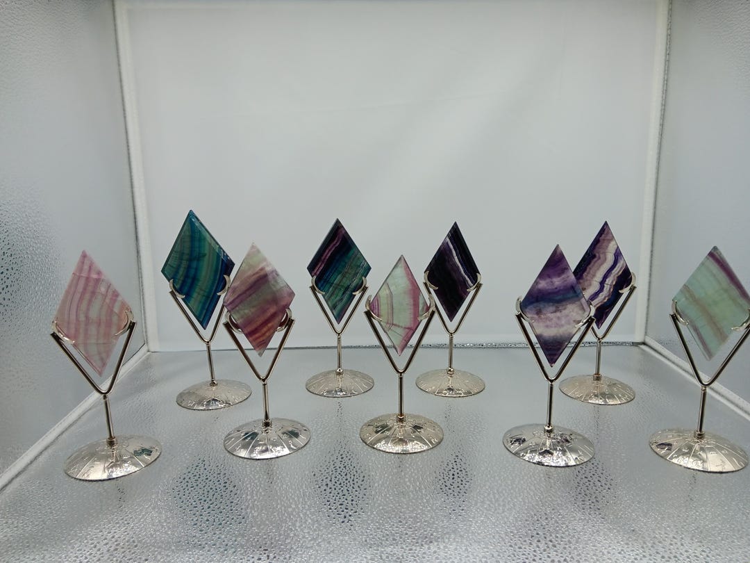 Fluorite Diamonds With Stands - Etsy