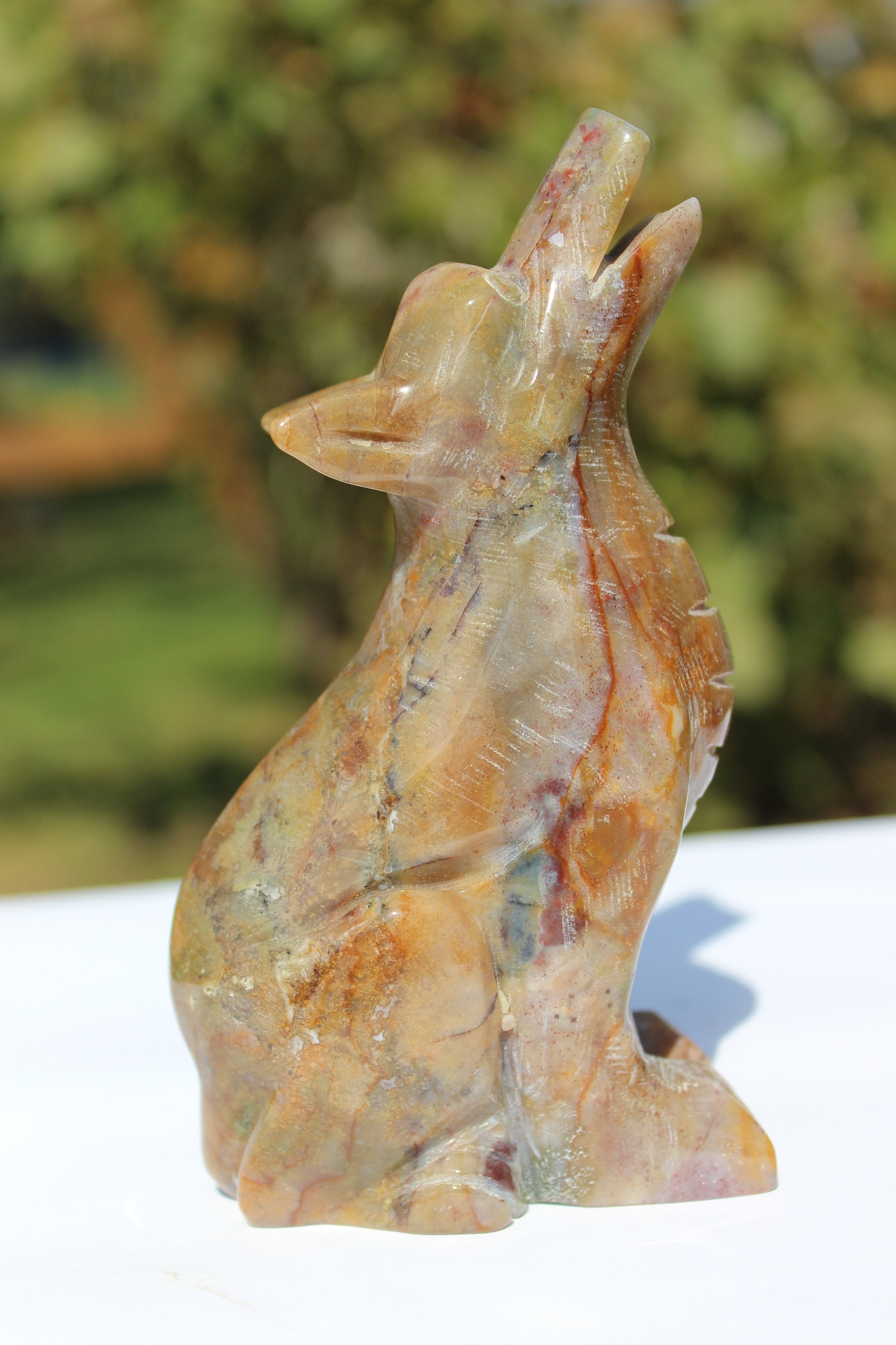 Ocean Jasper Wolf Carving - Etsy