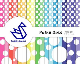 Polka Dot Digital Paper, Commercial Use, Scrapbook Patterns, Background ...