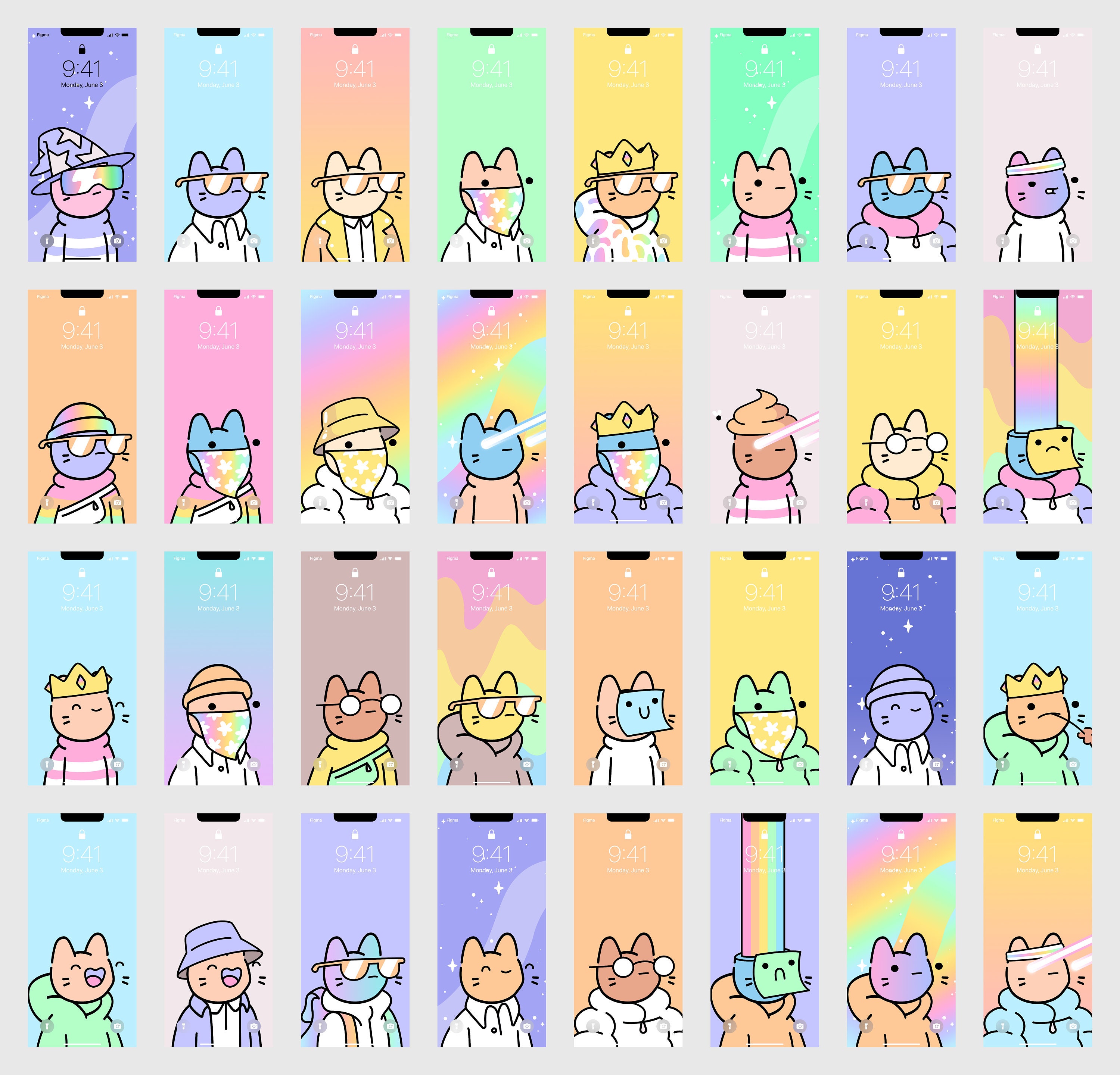 Cats Wallpaper, iPhone Wallpaper, Gradient Wallpaper, Doodle Wallpaper ...