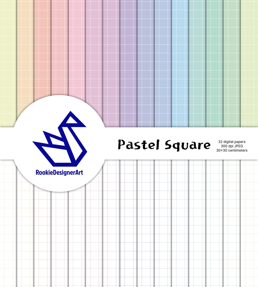 Grid Check Digital Paper, Seamless Pattern, Crosshatch Squares, Pastel ...