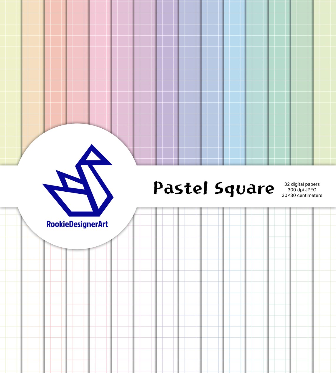 Grid Check Digital Paper, Seamless Pattern, Crosshatch Squares, Pastel ...