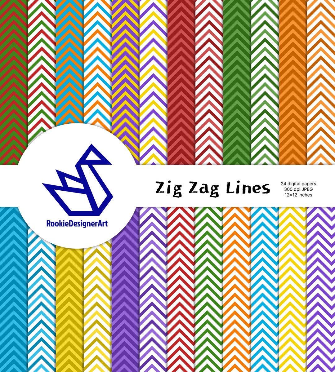 Zig Zag Lines Digital Paper, Line Digital Paper, Line Pattern, Zigzag ...