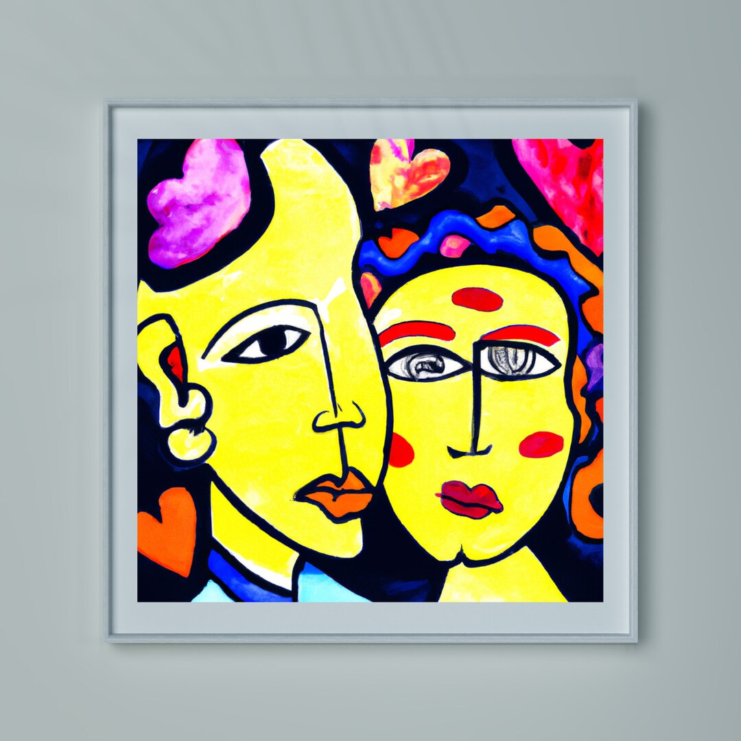 Two Faces Printable Art, Neo Expressionist, Living Room Decoration ...