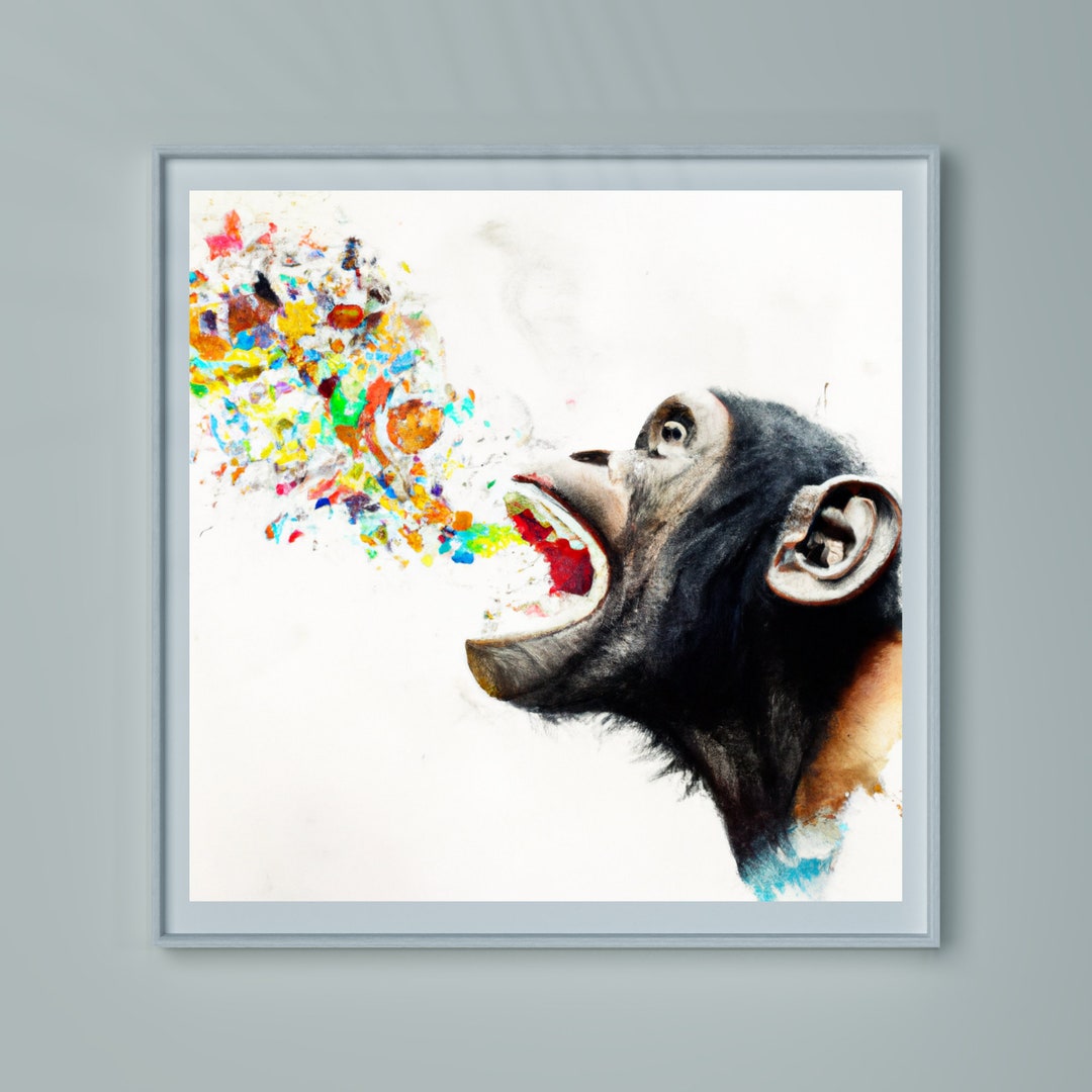 Printable Monkey Art, Monkey Digital Print, Digital Download, Homedecor ...