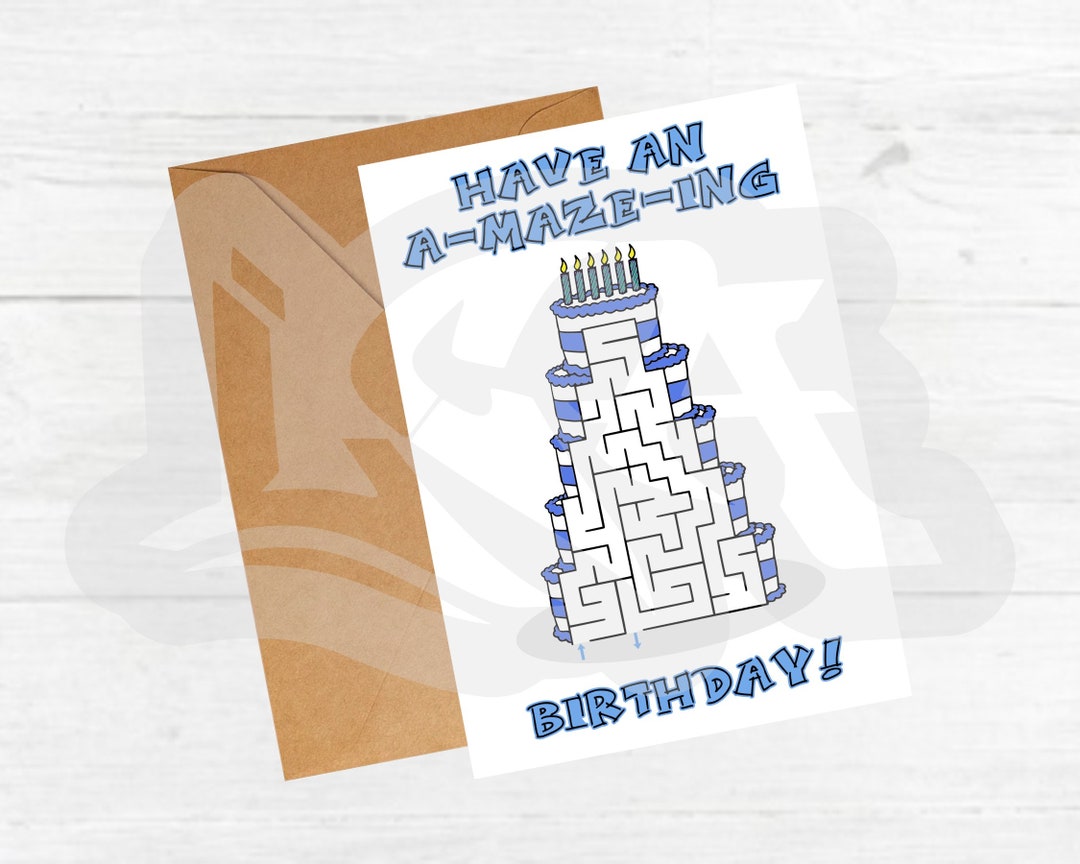 Printable Birthday Card Maze Card Birthday Boy Gifts Printable Cards ...