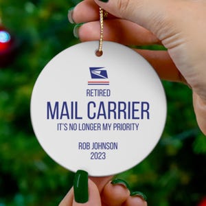 Retired Mail Carrier Ornament, Custom Mailman Retirement, Mailman Gift ...