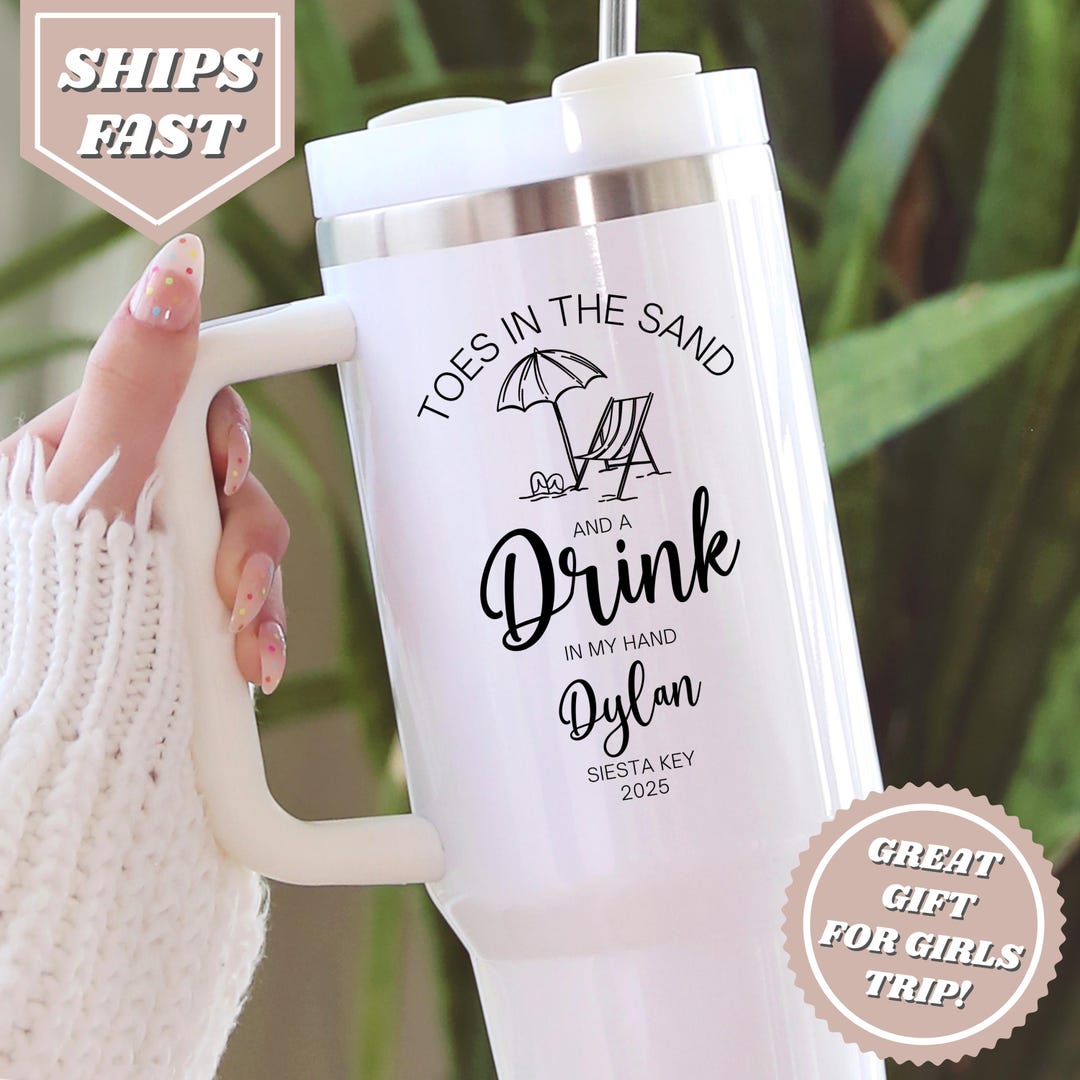 40oz Beach Vacation Tumbler, Custom Travel Mug, Girls Beach Trip Gift ...
