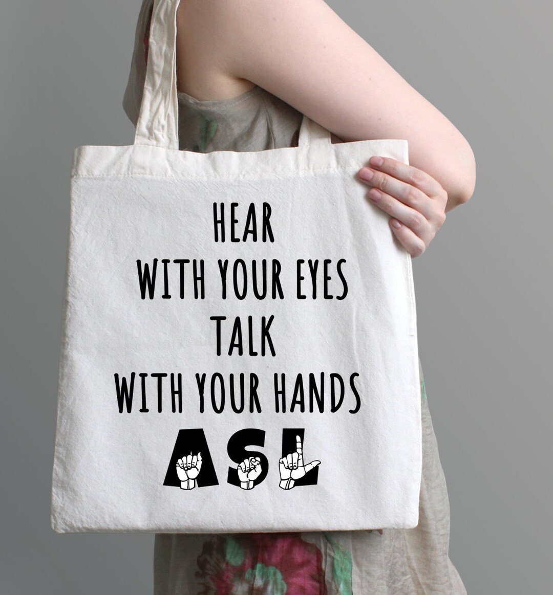 ASL Tote Bag, American Sign Language, ASL Gifts, Sign Language Gifts ...