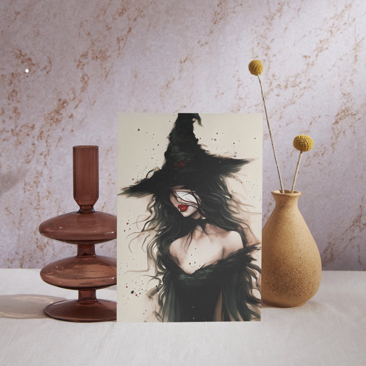 Gothic Witch Crayon Drawing Halloween Wall Art Print, Halloween Witch ...