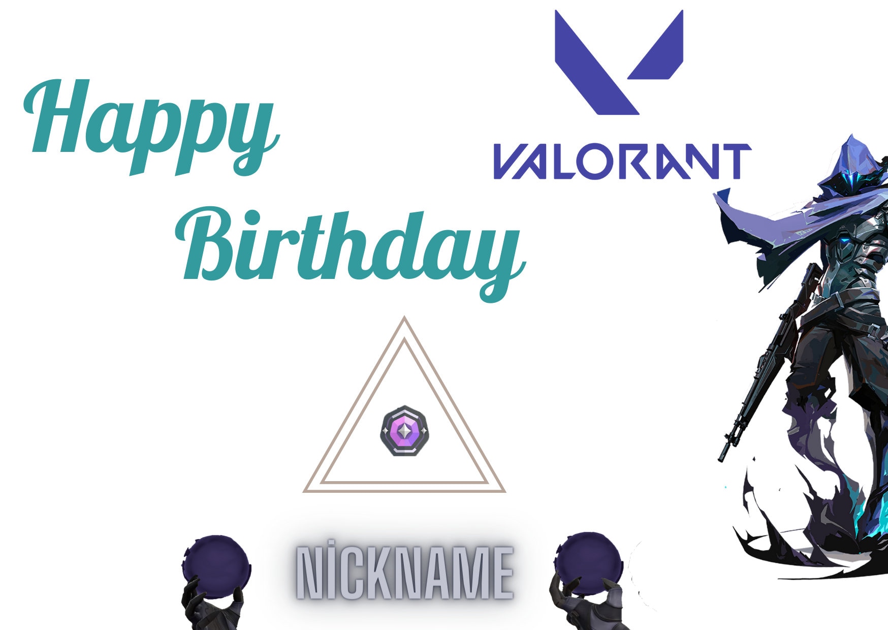 Valorant Omen Themed Birthday Card , Printable Birthday Card, Gamer ...