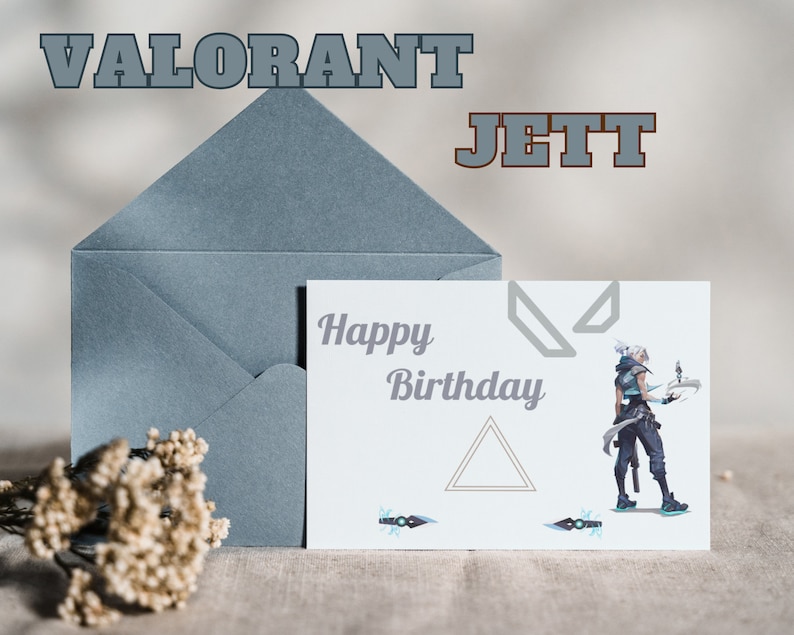 Valorant Jett Themed Birthday Card/two Colours - Etsy